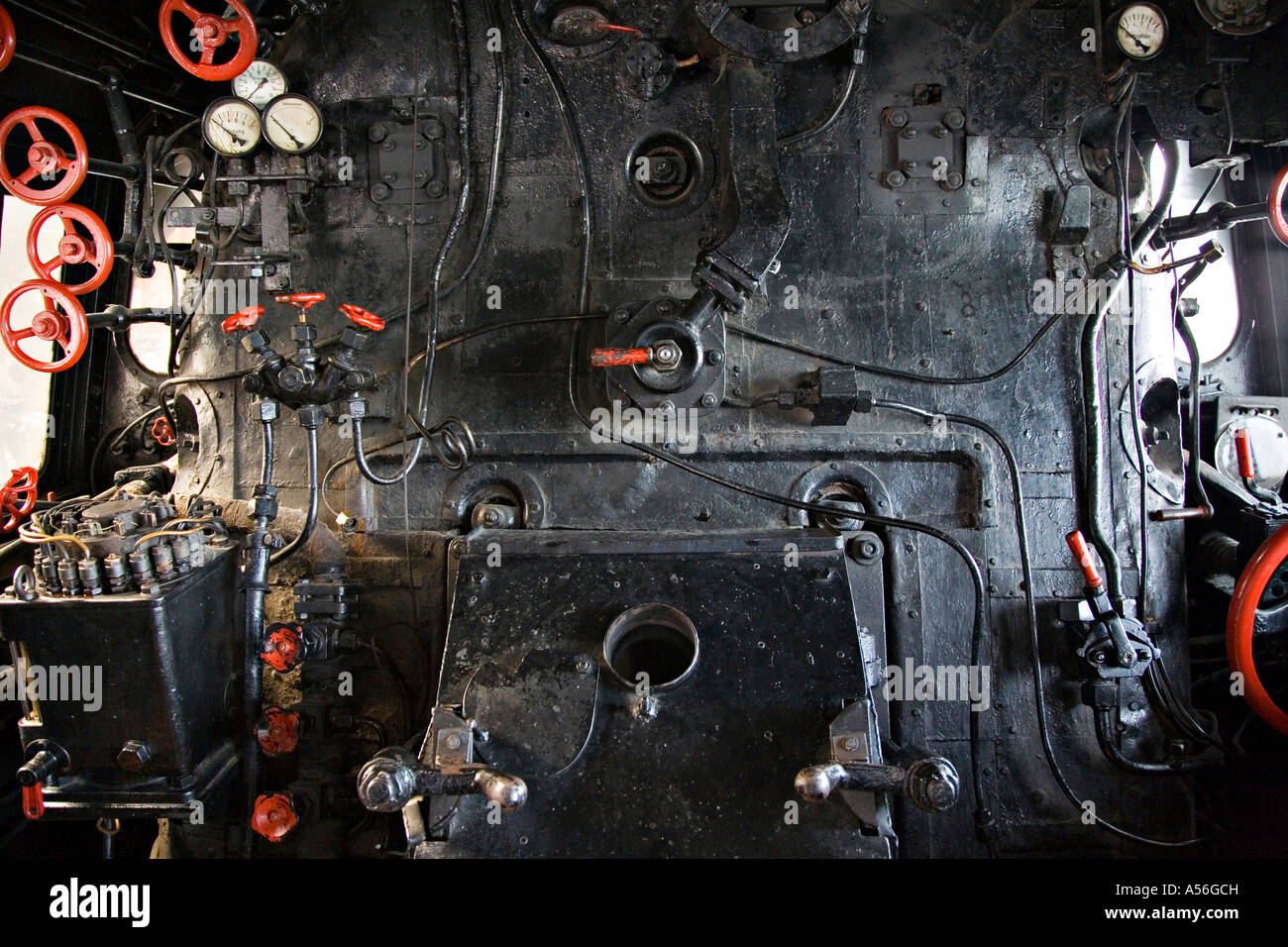 Driver`s cab of steam engine Stock Photo - Alamy
