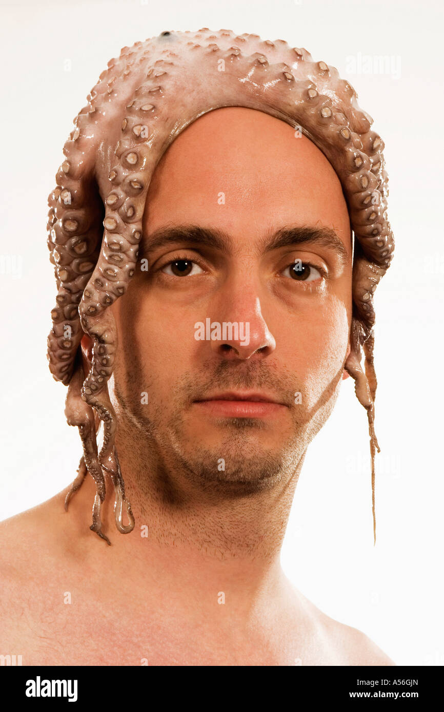 Man with squid on head Stock Photo - Alamy
