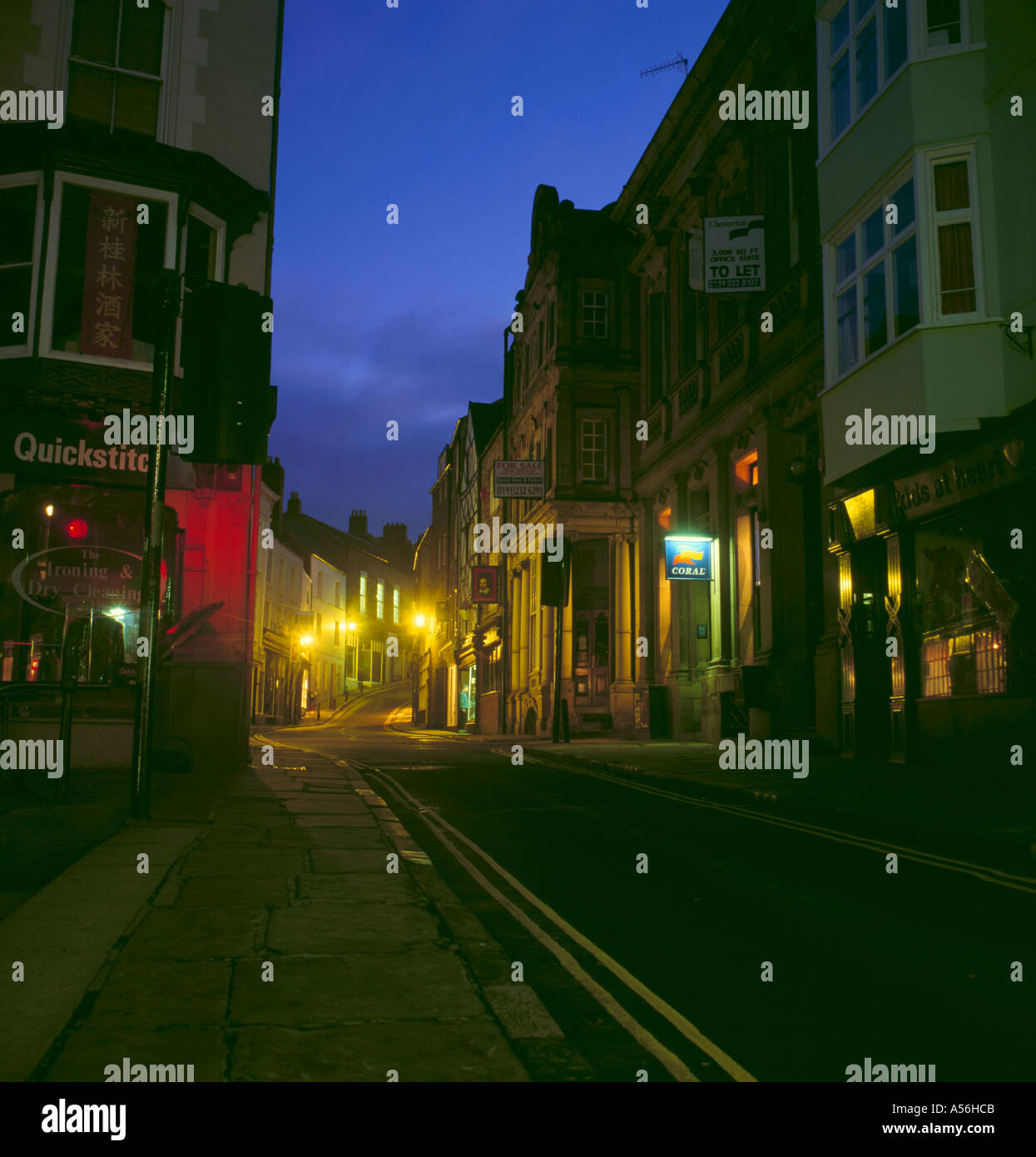 Saddler Street at night, Durham City, County Durham, England, UK Stock ...
