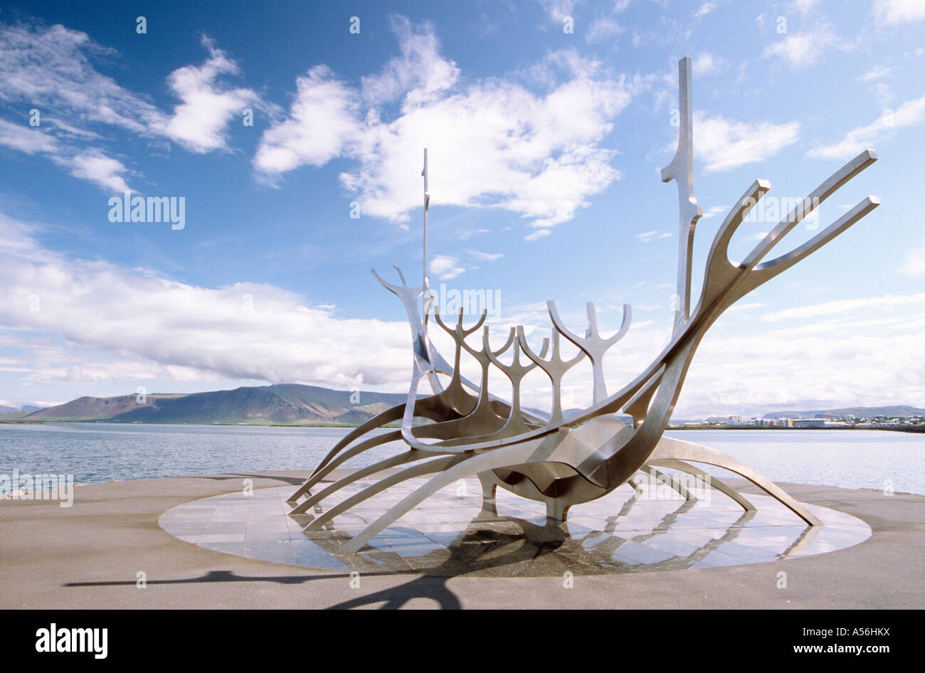 Iceland, Reykjavik, Viking-ship shaped sculpture Stock Photo - Alamy