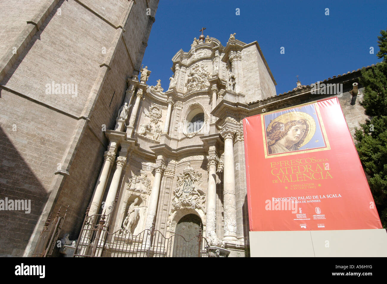 The facade of Valencia Cathedral a roman catholic church, Valencia ...