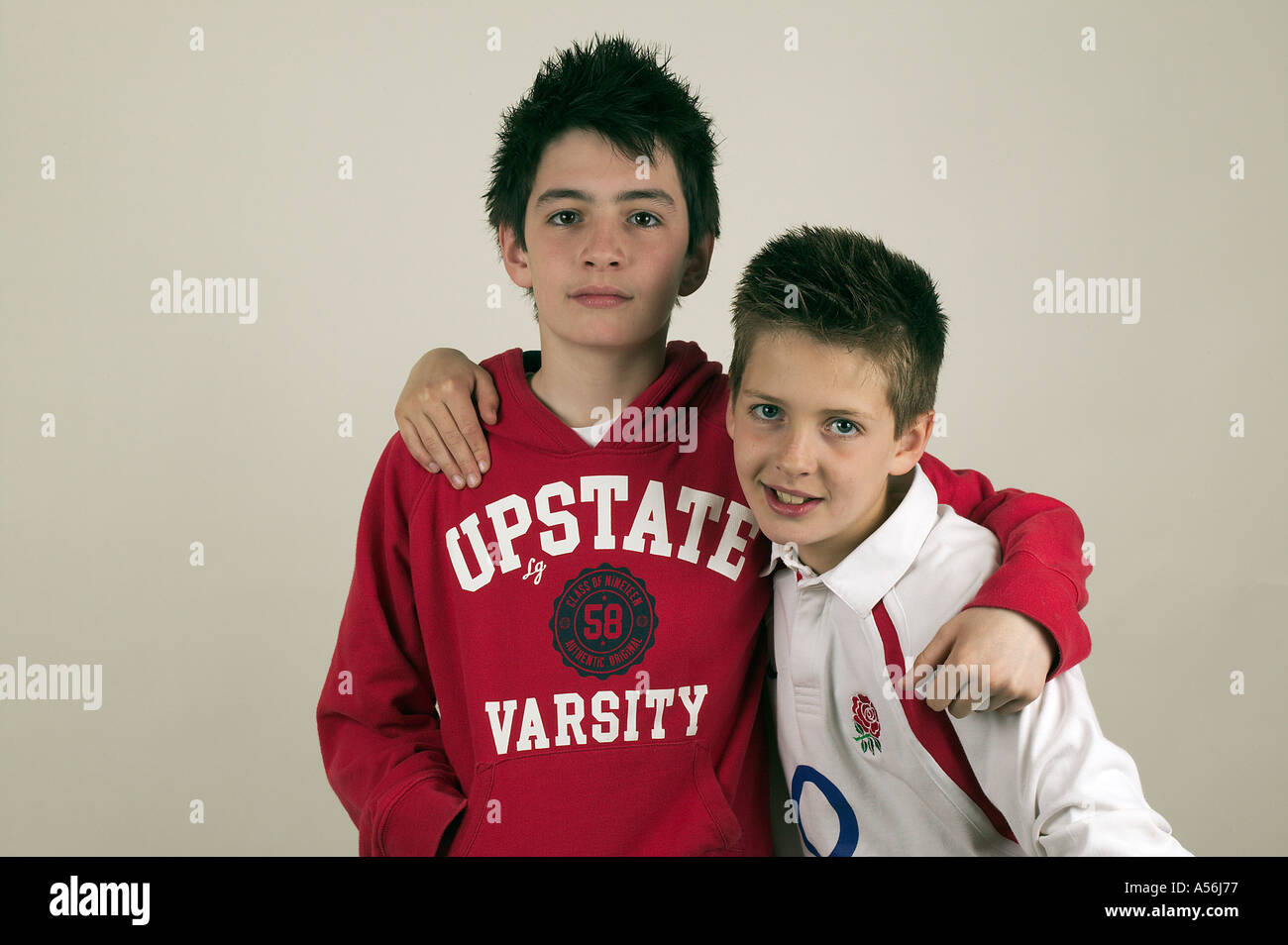 Two brothers pose England Stock Photo - Alamy