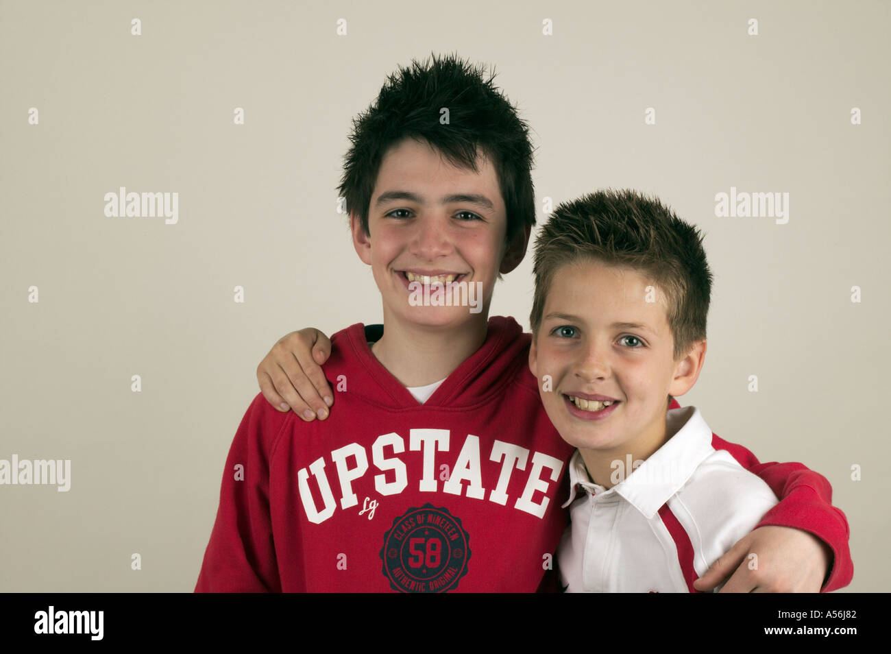 Two brothers pose England Stock Photo - Alamy