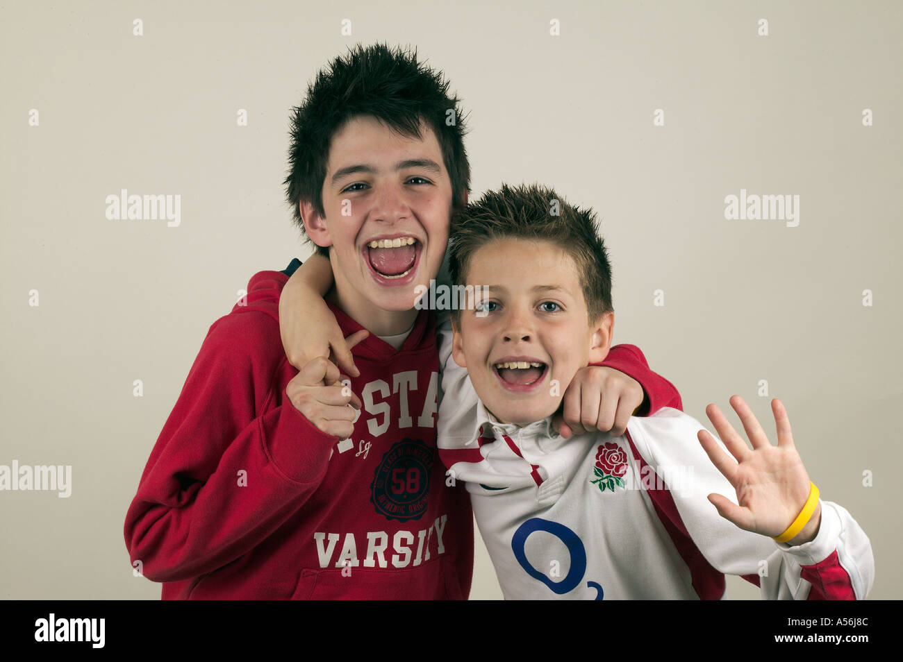 Two brothers pose England Stock Photo - Alamy