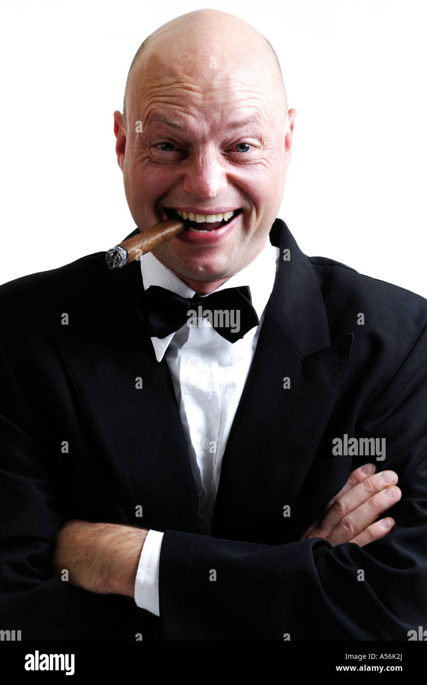 Bald man smoking cigar hi-res stock photography and images - Alamy