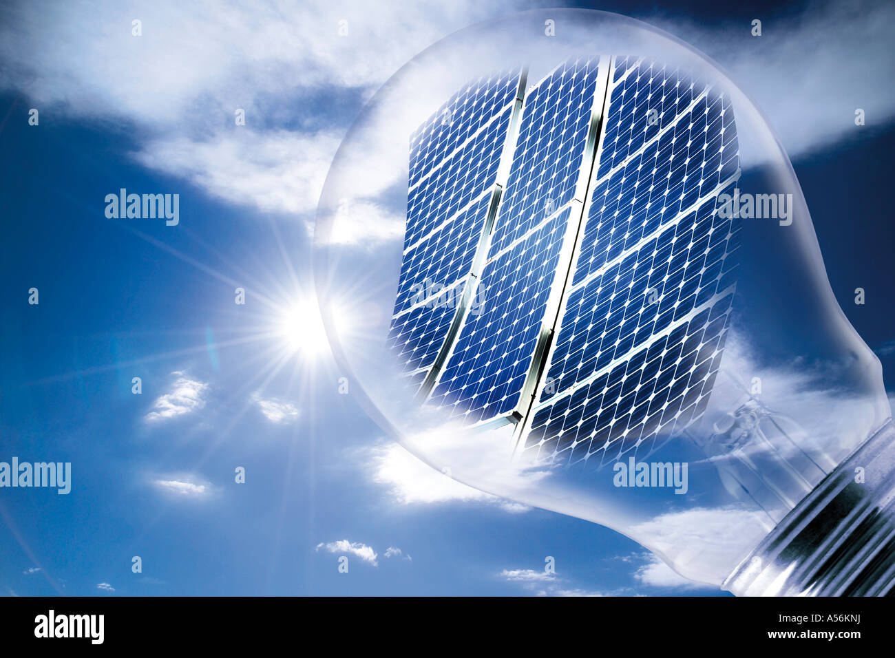 Solar cells inside of lightbulb (digital composite Stock Photo - Alamy