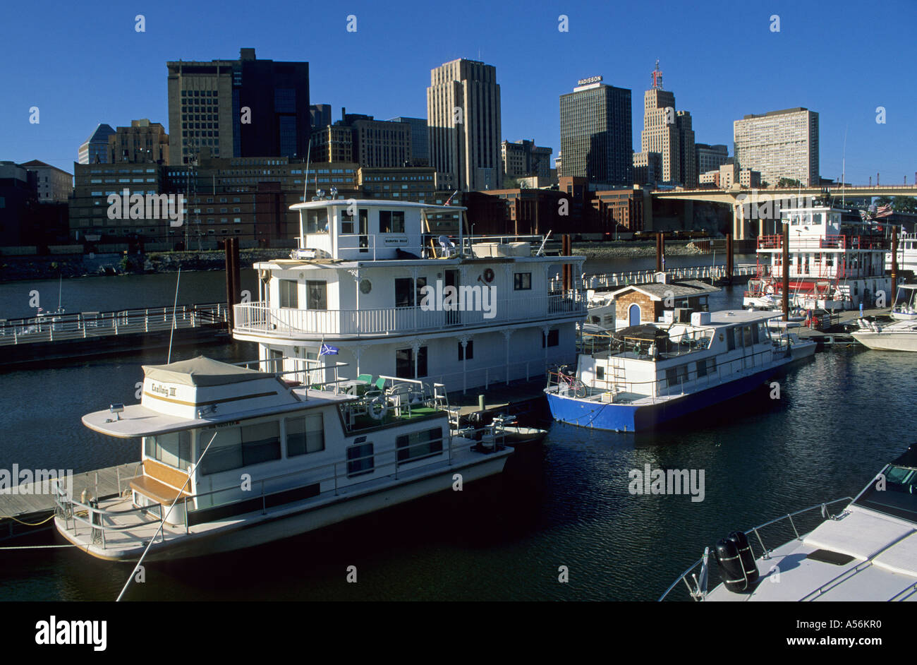 Boats on the Mississippi river, Minneapolis, Minnesota, USA Stock Photo ...