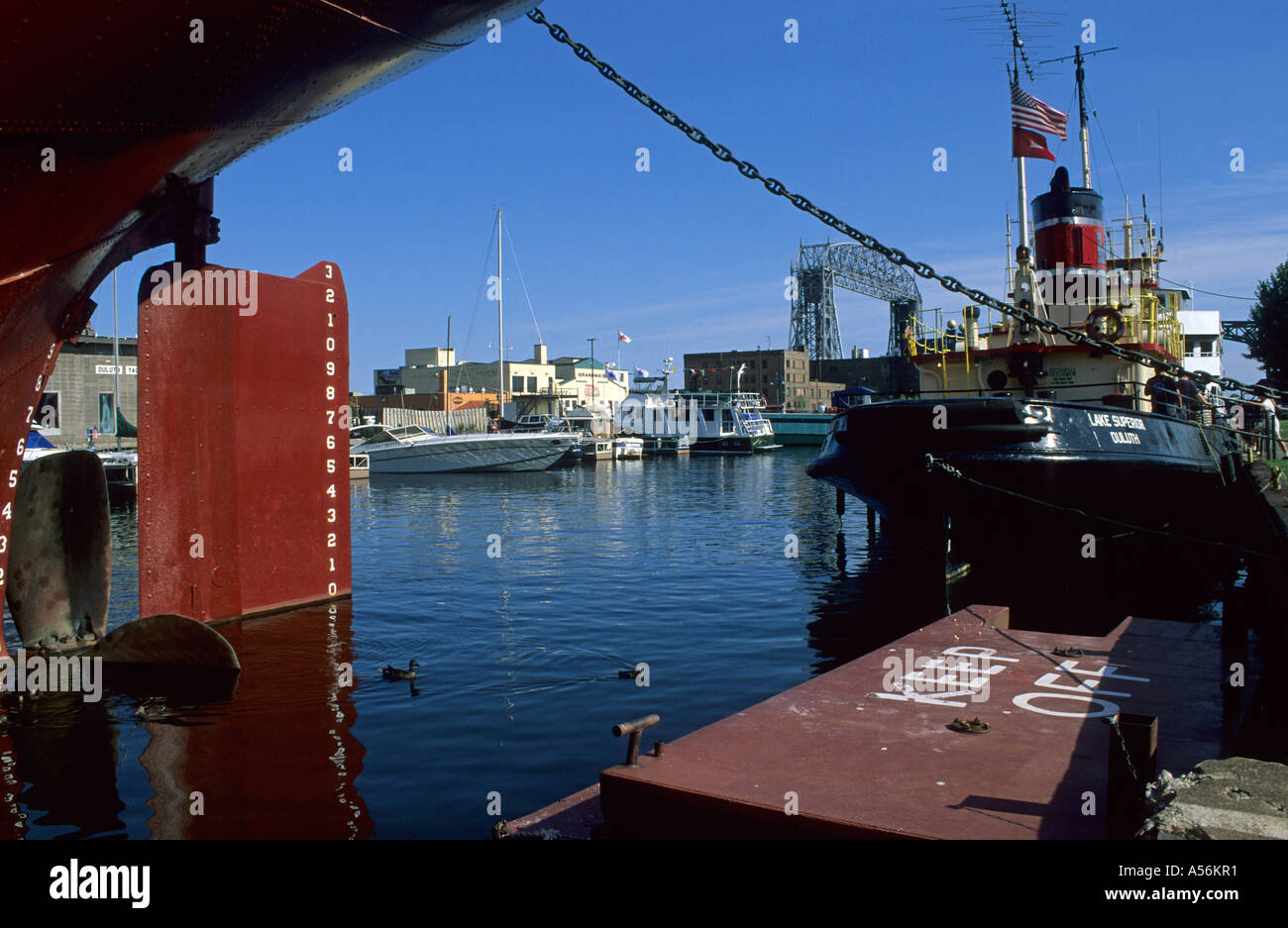 Ships and boats in Duluth harbor, Lake Superior, Minnesota, USA Stock ...