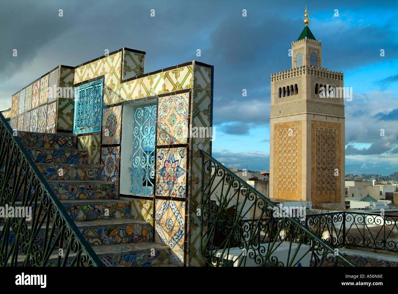 The Great (Zitouna) Mosque from rooftop terrace of the old Kings House ...