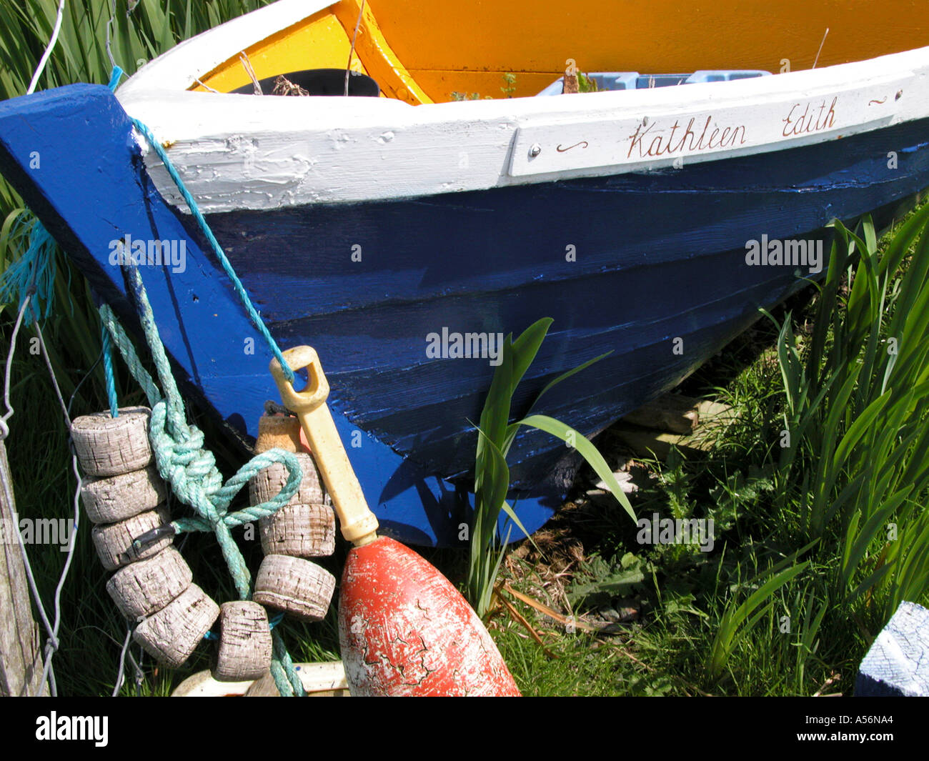 Boat used as plant pot Tangwick Haa Museum Shetland Stock Photo - Alamy