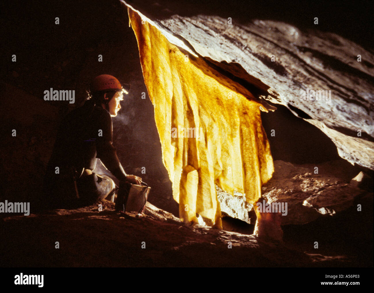 Curtain speleothem formation in cave hi-res stock photography and ...