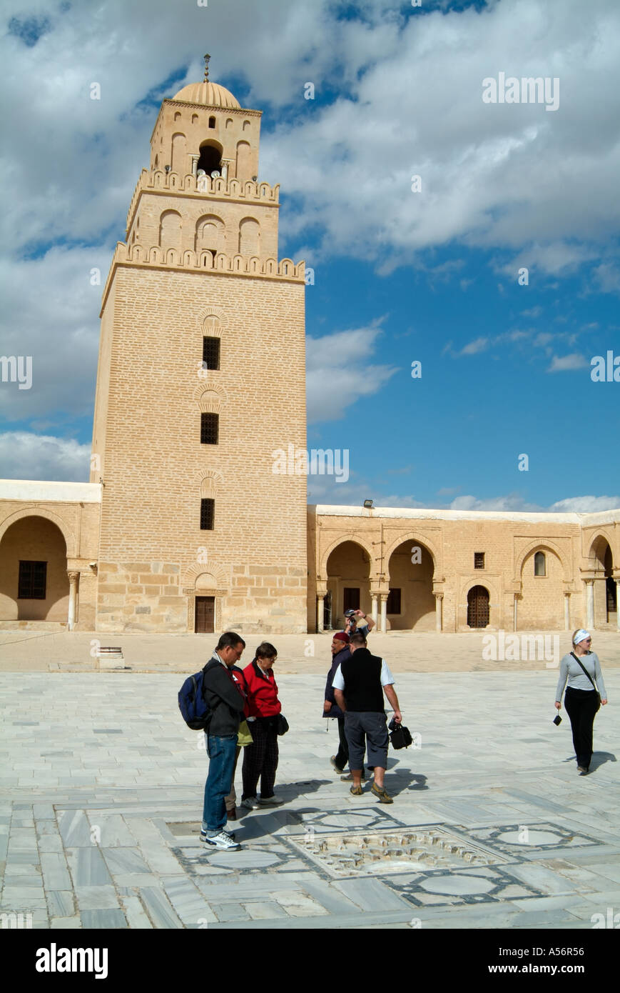Group visiting the Great Mosque (or Sidi Okba Mosque), Kairouan ...