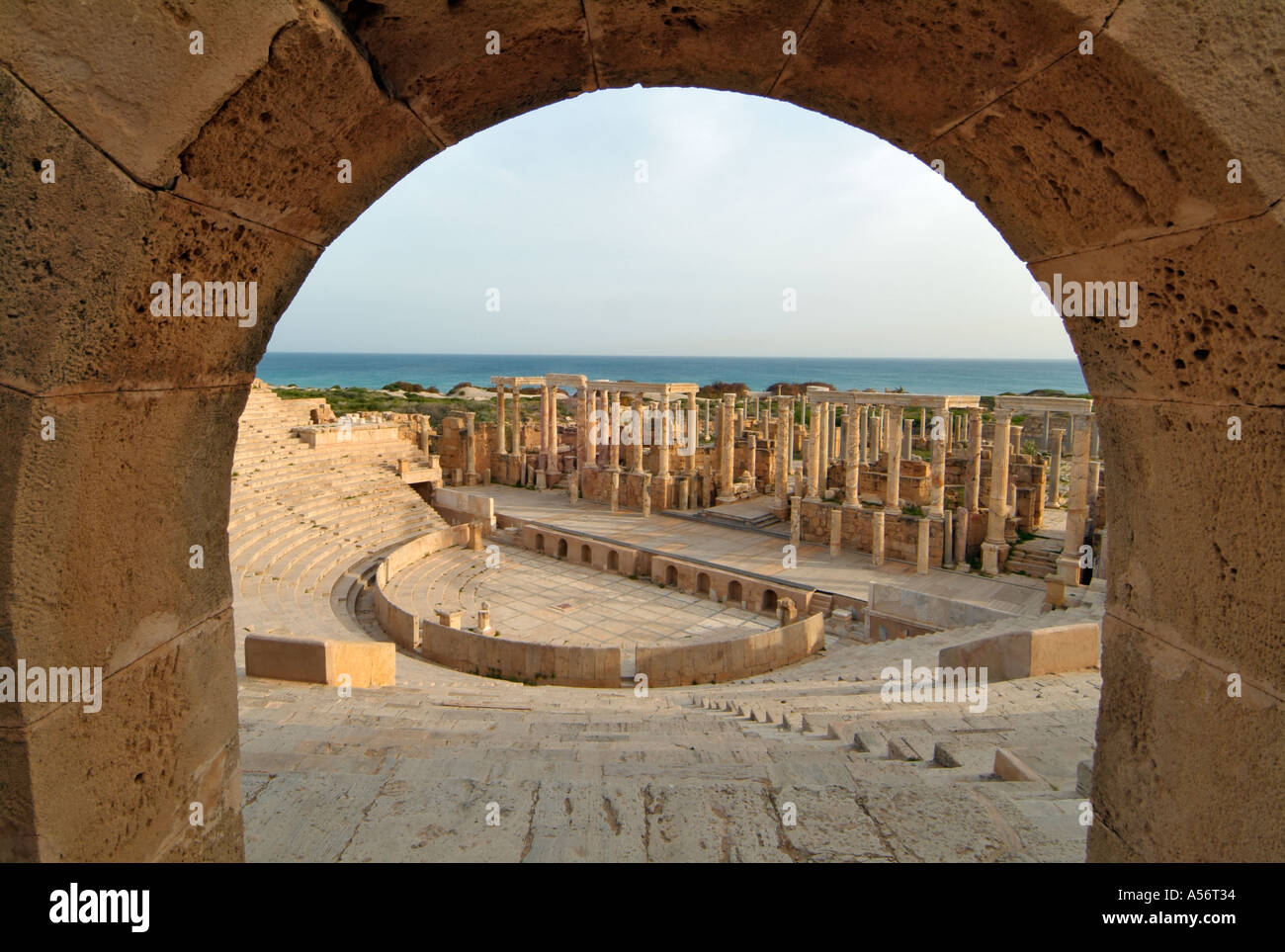 Theatre, Leptis Magna Roman Ruins, Libya Stock Photo - Alamy