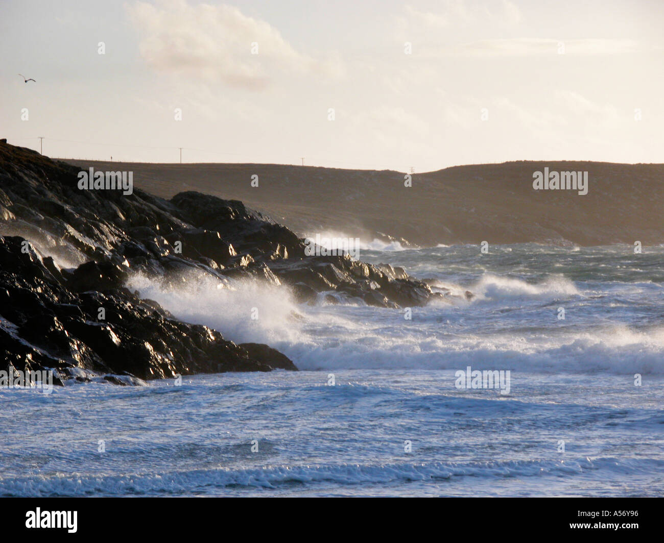 Waves at Meal beach Burra Isle Shetland Stock Photo - Alamy