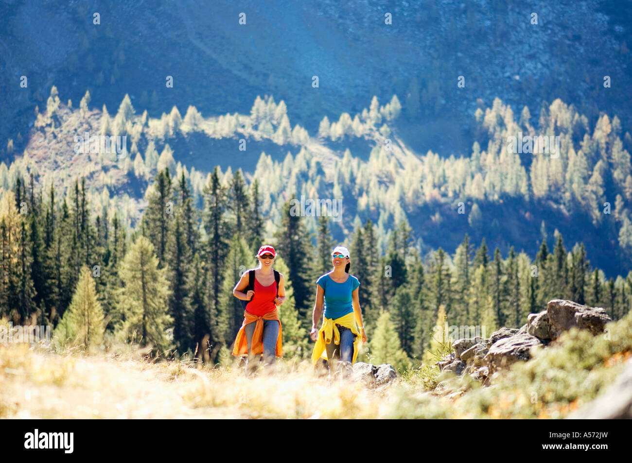 Two women in mountain, hiking Stock Photo - Alamy