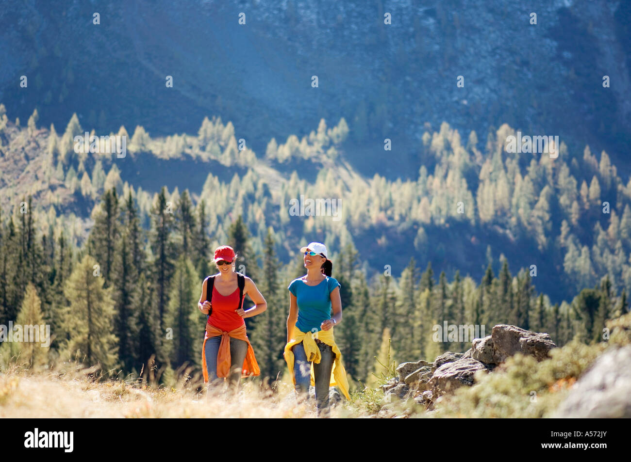Two women in mountain, hiking Stock Photo - Alamy
