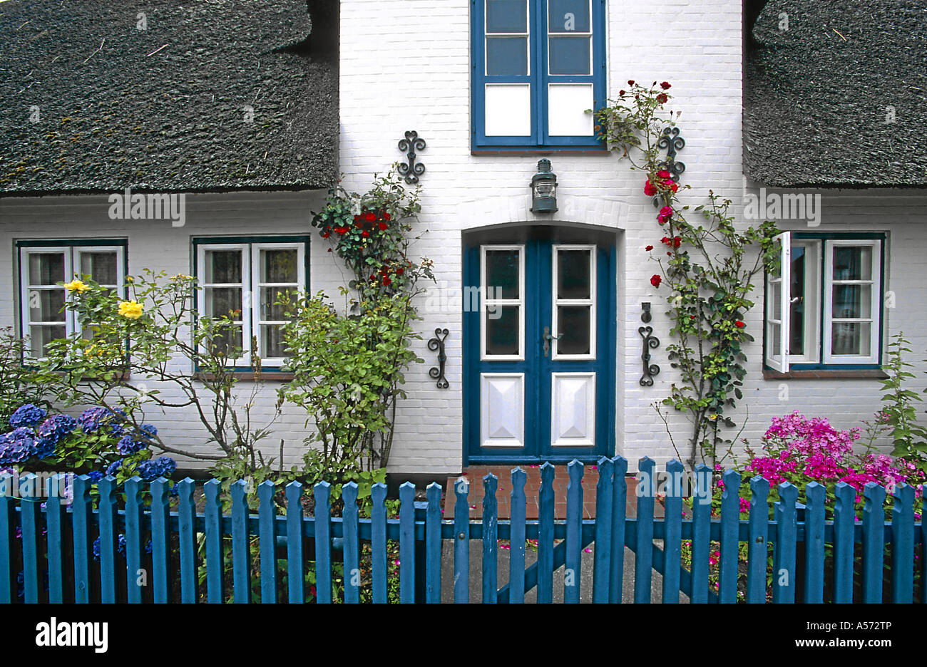Reetdach Haus Nebel Amrum Nordfriesische Inseln Deutschland Stock Photo ...