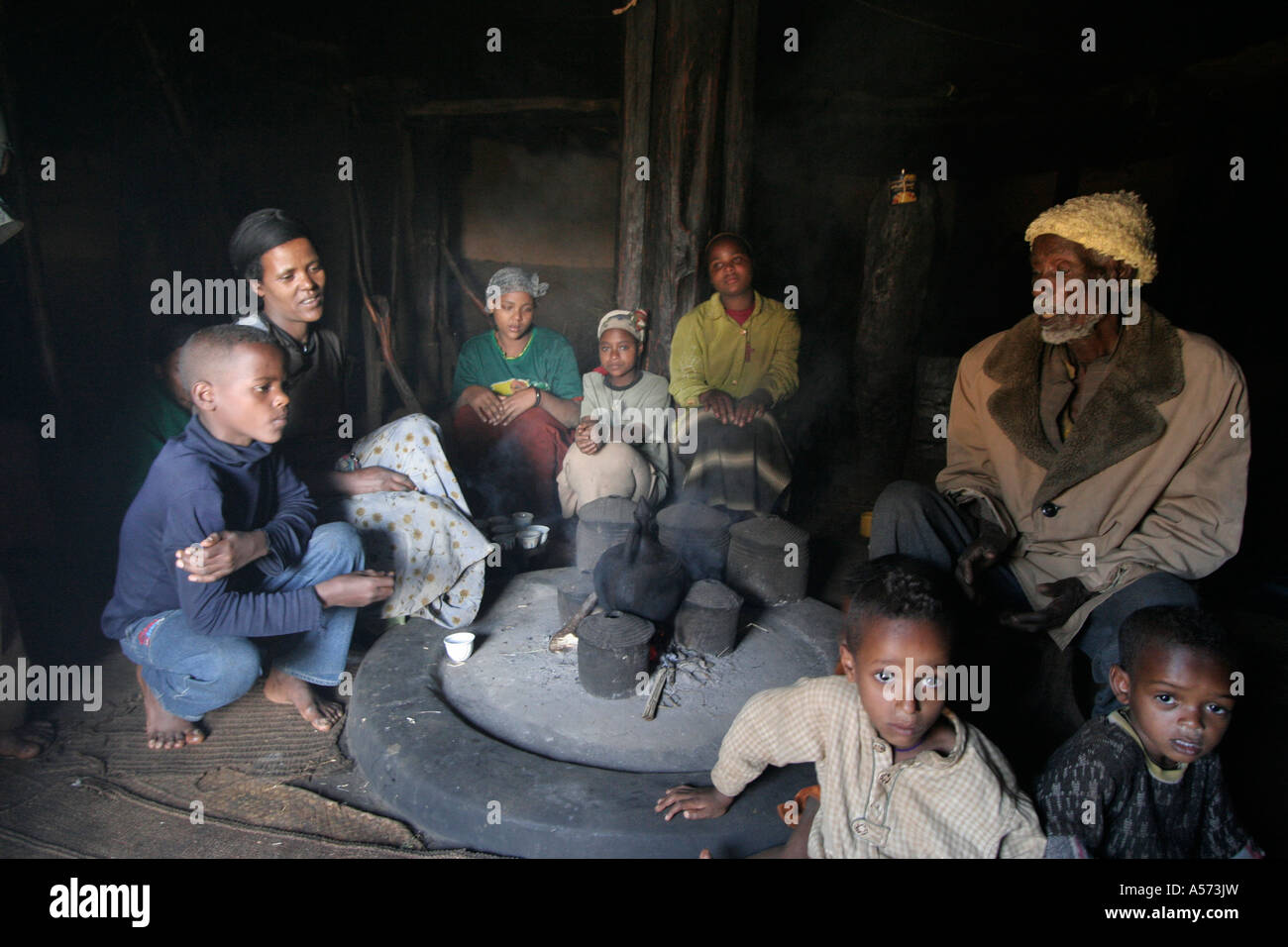 Painet jb1152 ethiopia woman female making coffee interior traditional ...