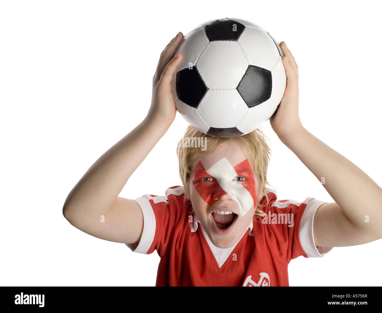 Child boy football head hold hi-res stock photography and images - Alamy