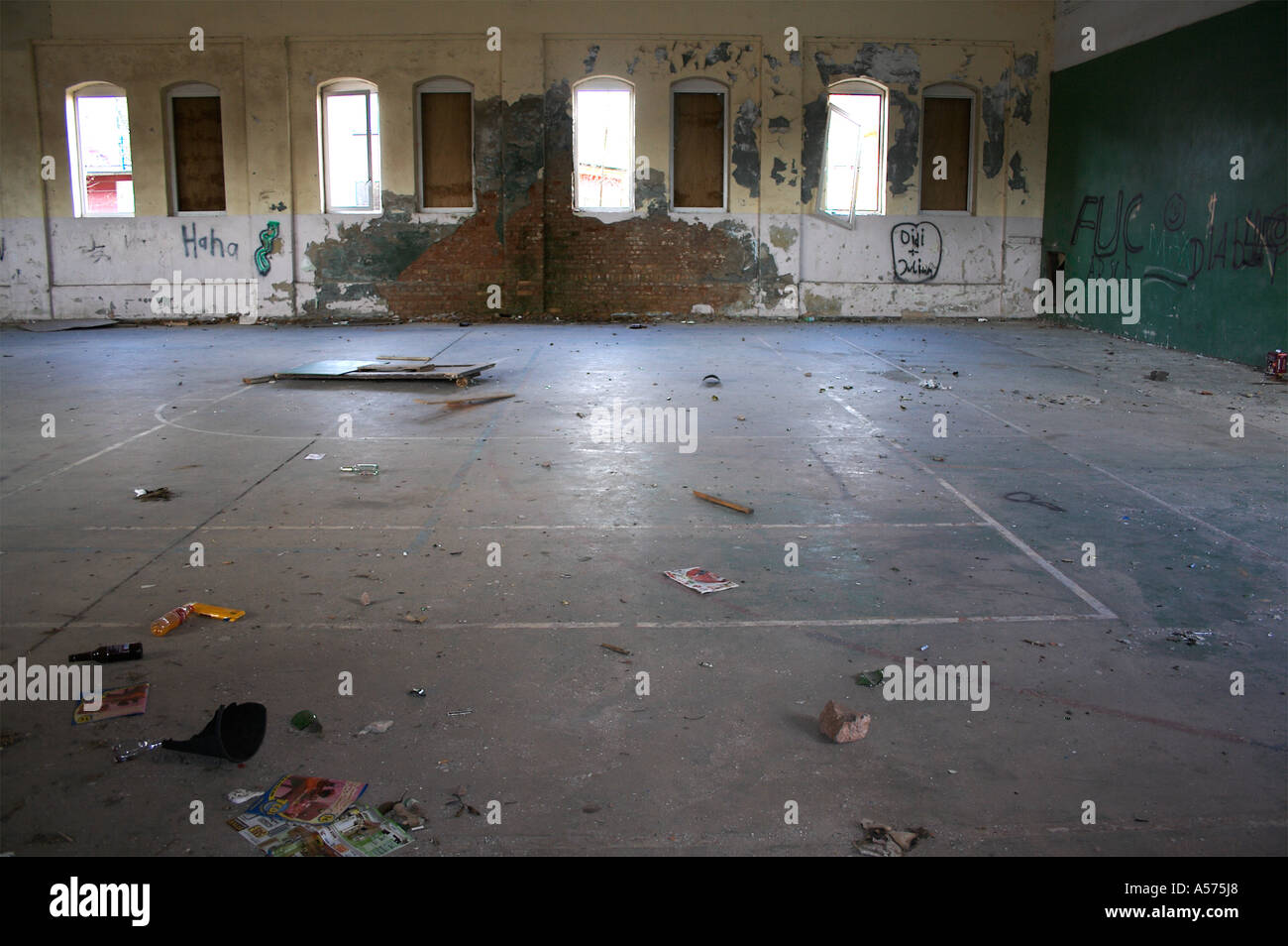 Old destroyed gym Stock Photo - Alamy