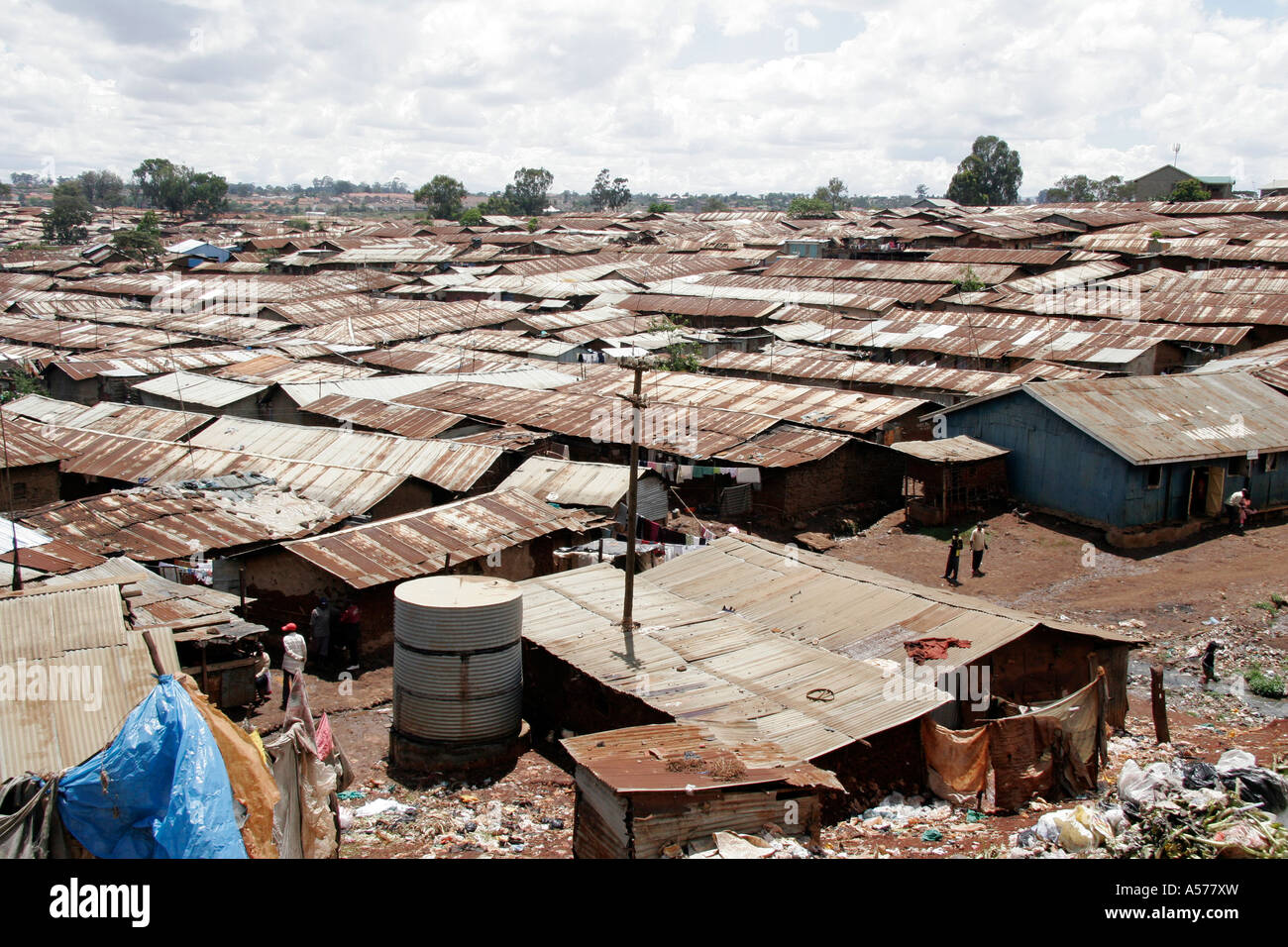 Painet jb1420 kenya rusted tin roofs kibera slum nairobi mombasa africa ...