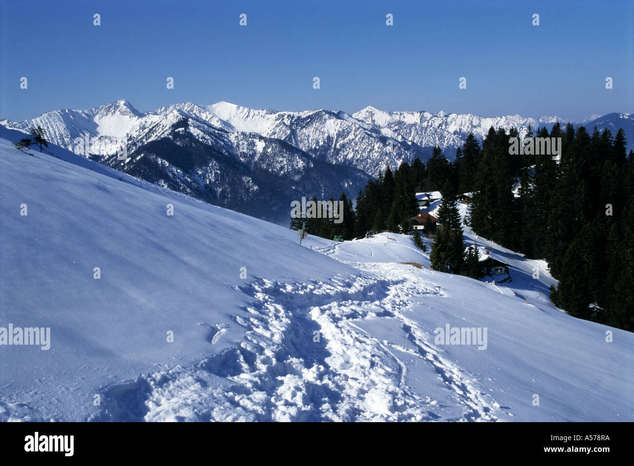 Winter hike in the Bavarian Mountains between Breitenstein and Kessler ...