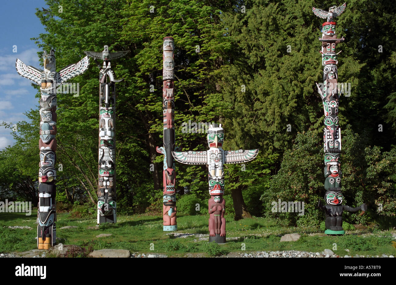 The Totem Poles of Totem Park, Stanley Park Vancouver, British Columbia ...