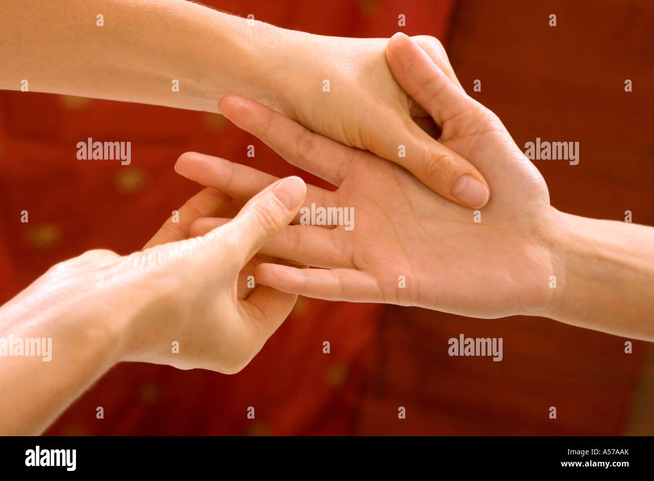 Woman receiving hand massage Stock Photo - Alamy