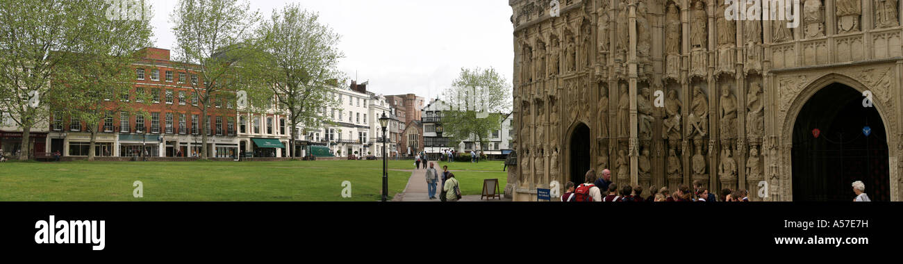 UK Devon Exeter Cathedral Green panoramic Stock Photo - Alamy
