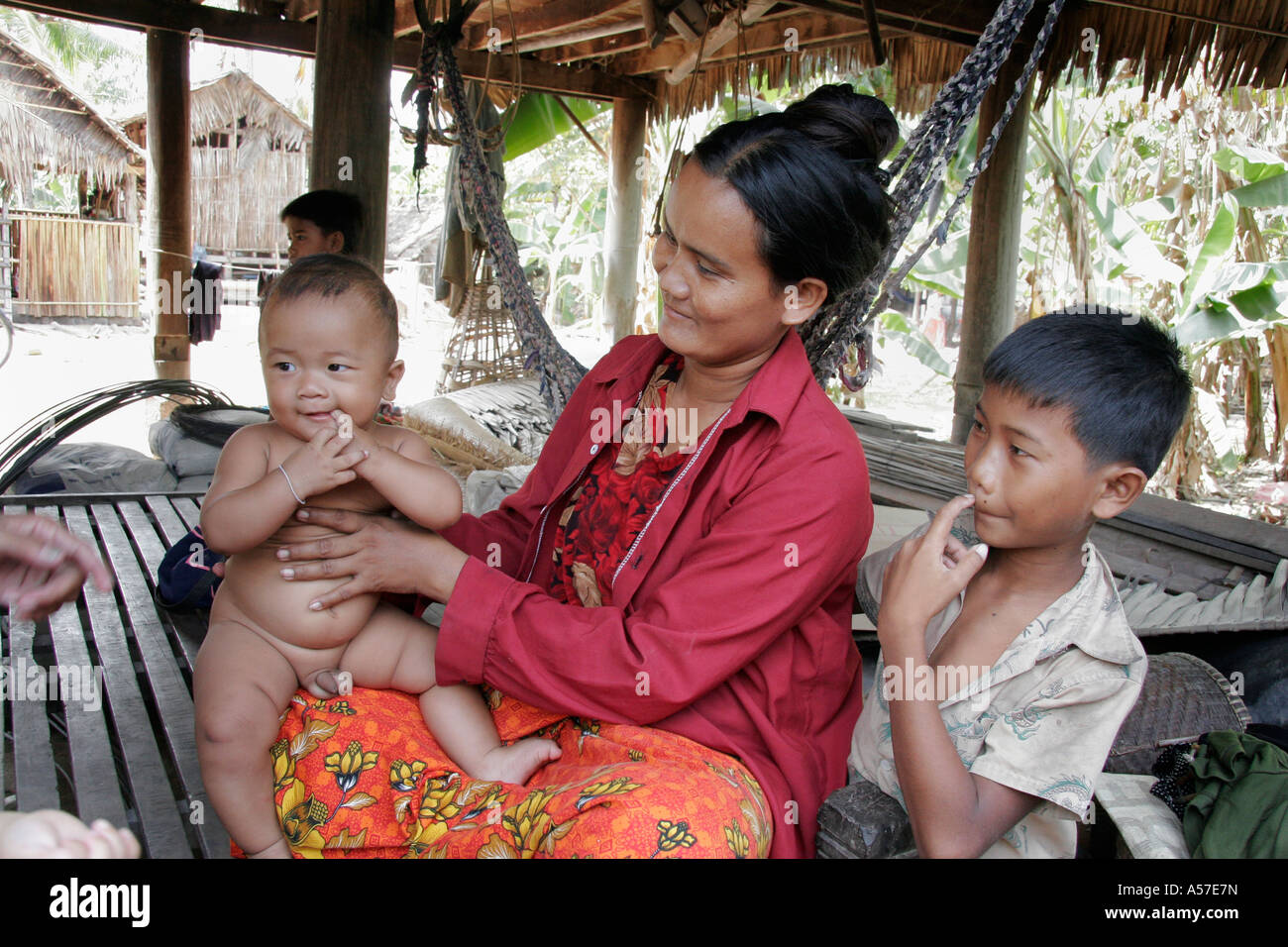 Painet je2164 mothers babies cambodia immunisation clinic chumpou voan ...