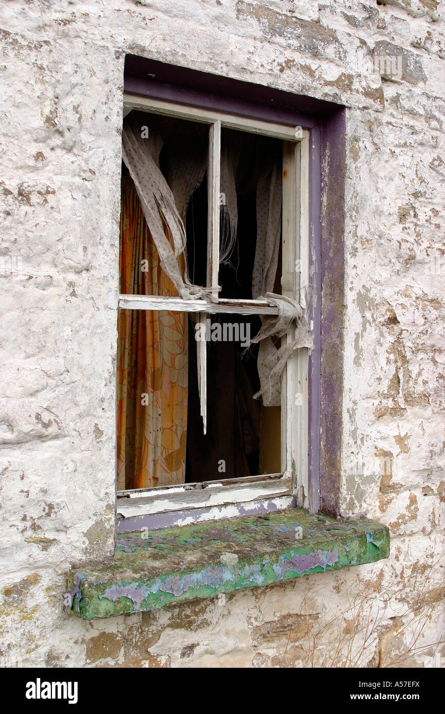 Northern Ireland County Fermanagh Letterbreen window of abandoned ...