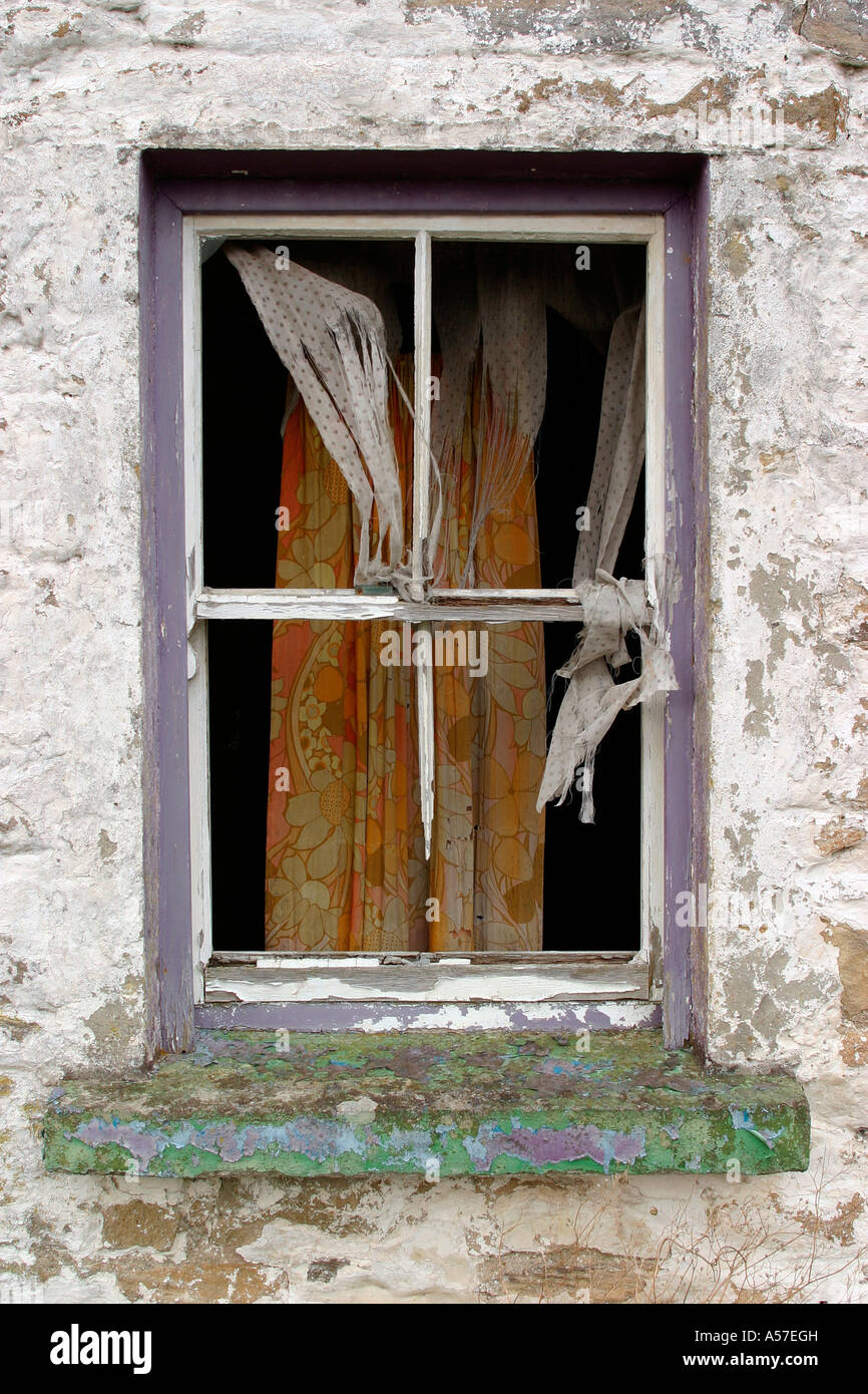County Fermanagh Letterbreen window of abandoned cottage Stock Photo ...