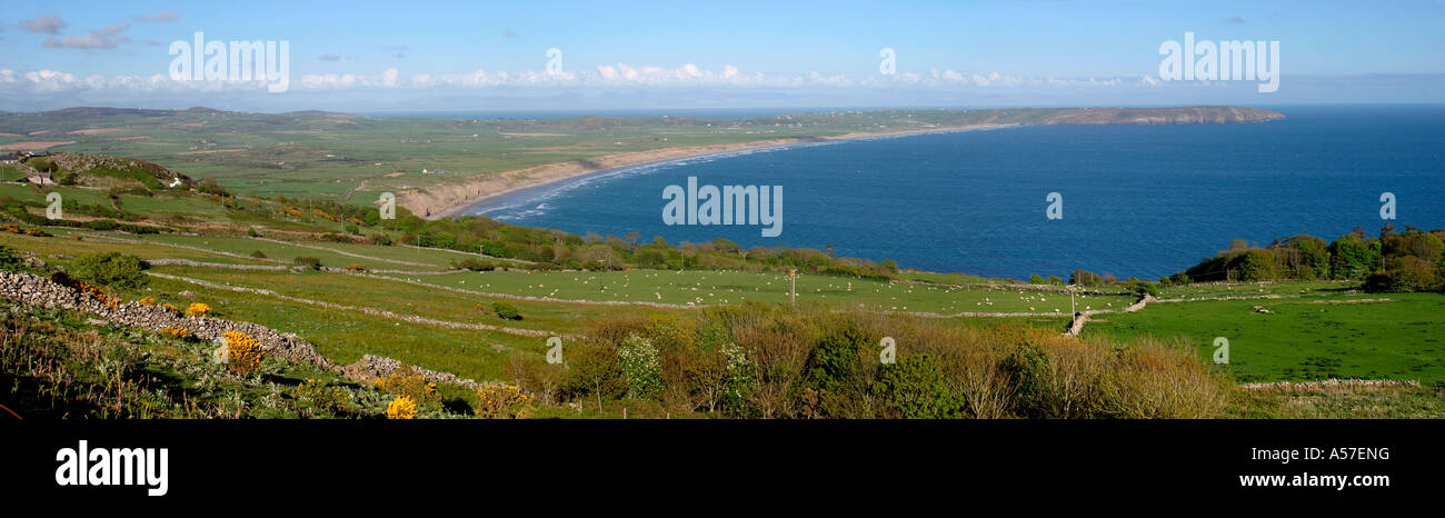 Wales Gwynedd Porth Neigwl Hells Mouth beach from Mynydd Rhiw Stock ...