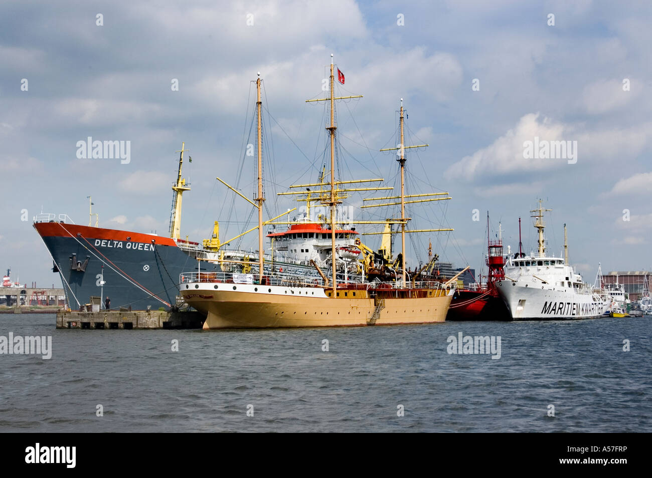 Netherlands Amsterdam port harbor IJ docks Noordzeekanaal Stock Photo ...