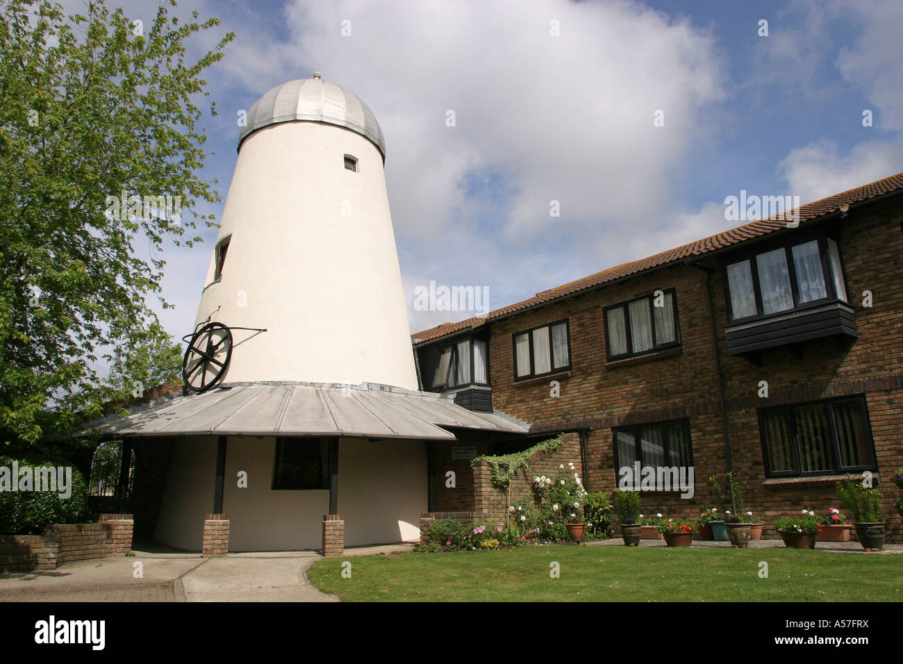 West Sussex Pagham Nyetimber windmill retirement complex Stock Photo ...