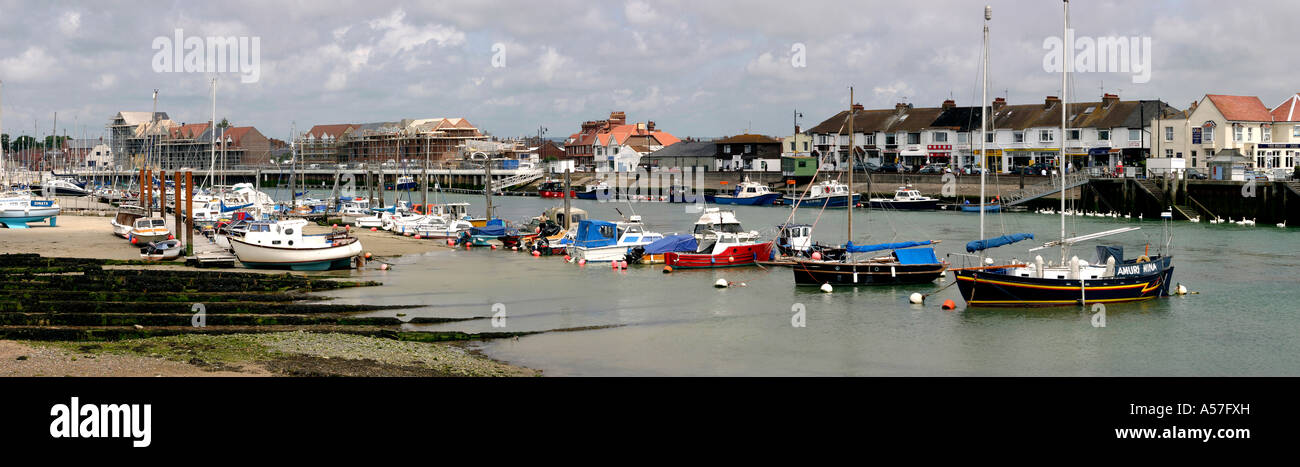 UK West Sussex Littlehampton boats on River Arun Waterfront panoramic ...
