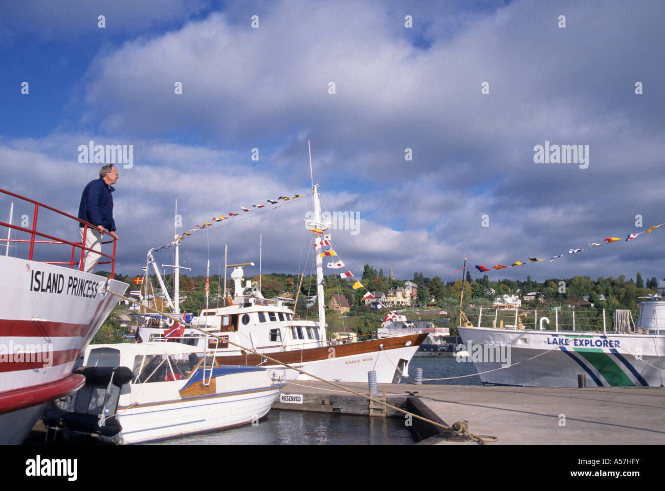 CAPTAIN ON ISLAND PRINCESS CRUISE BOAT. BAYFIELD, WISCONSIN HARBOR ON ...