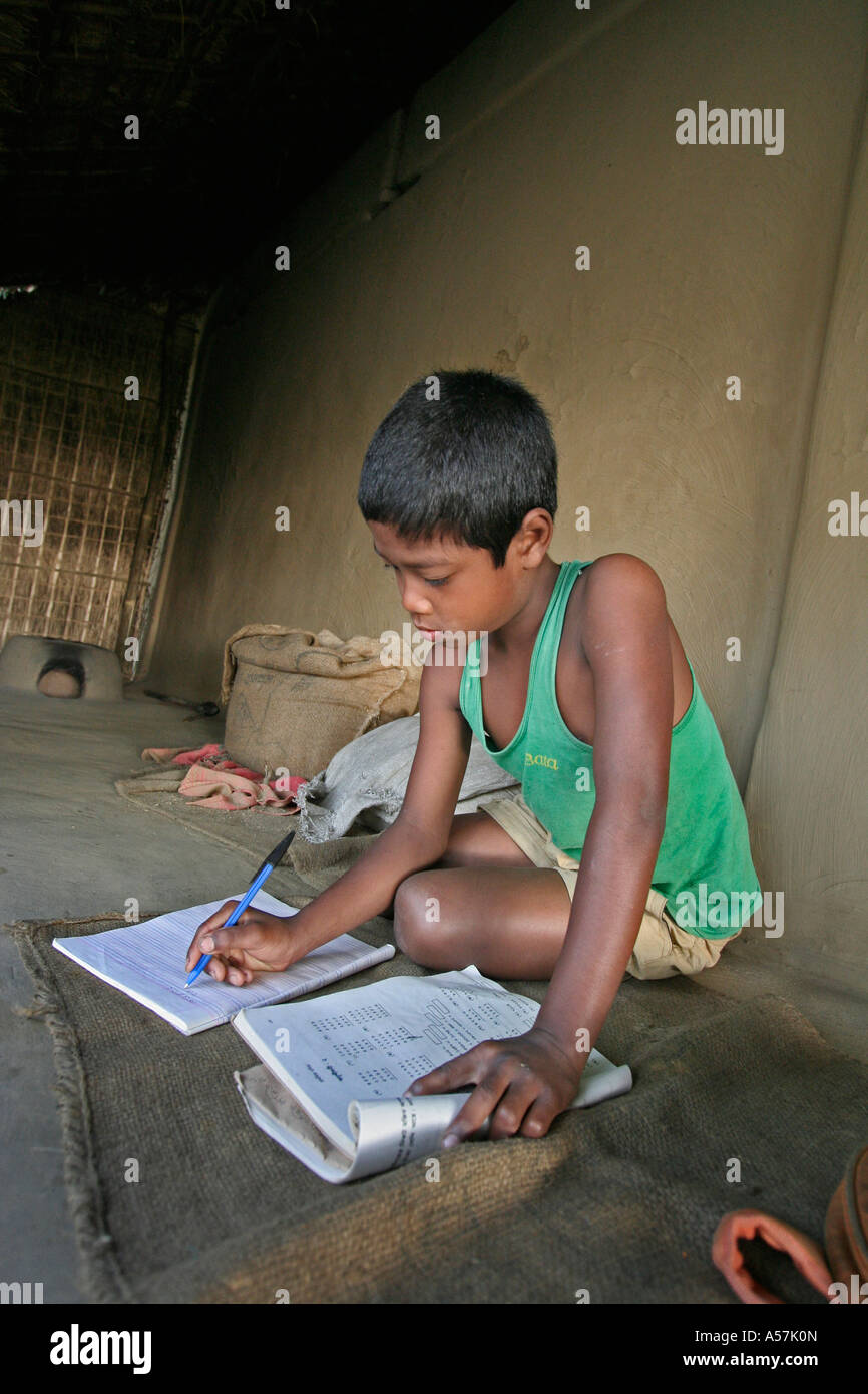 jf5303 bangladesh 11yearold homar ritchil doing school homework member garo tribal minority ...