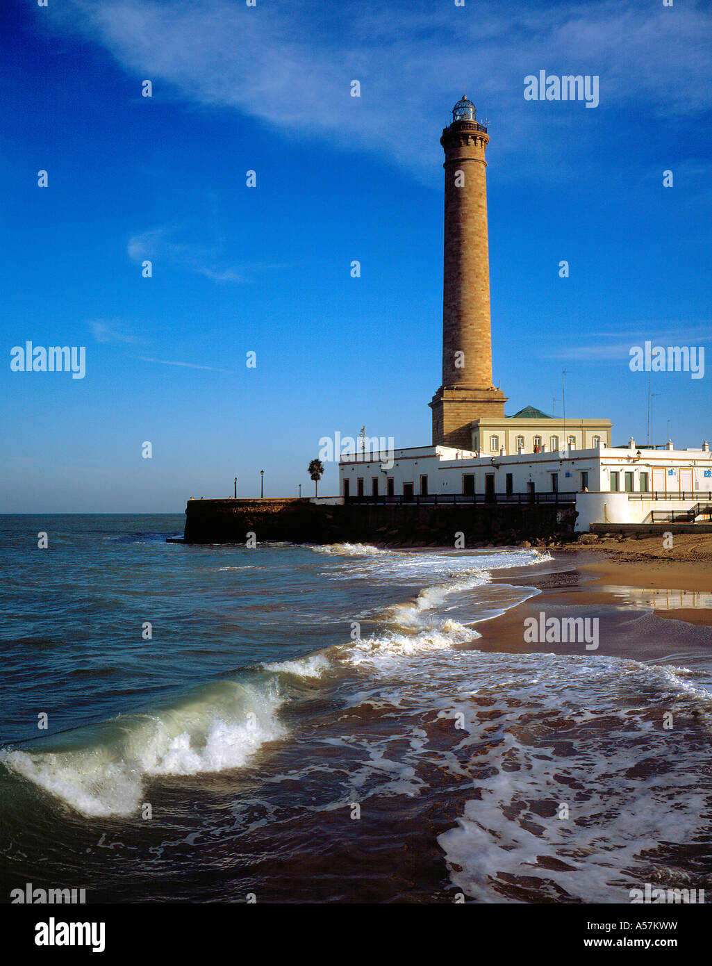 beach and village of Chipiona, Chipiona Light, Lighthouse, Pharo Faro ...