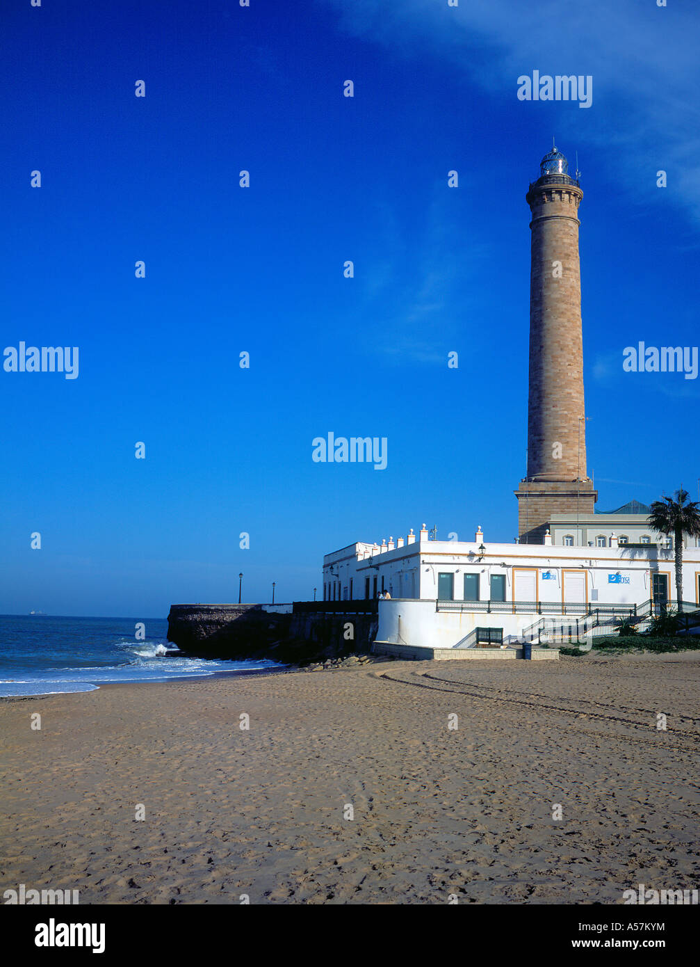 beach and village of Chipiona, Chipiona Light, Lighthouse, Pharo Faro ...