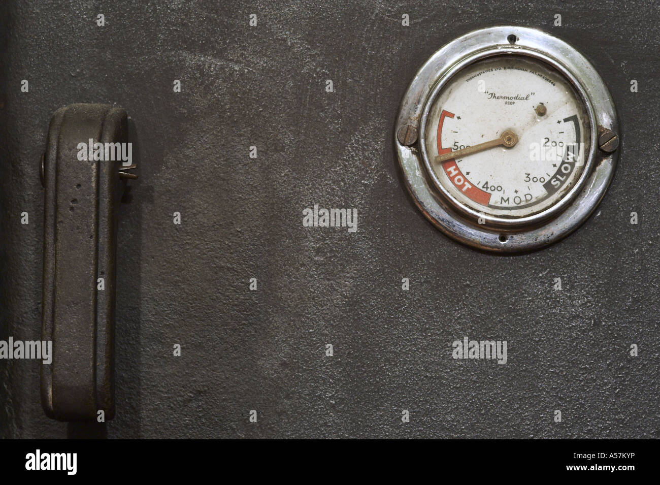 Thermodial on a Solid Fuel No 1 Rayburn, England Stock Photo - Alamy