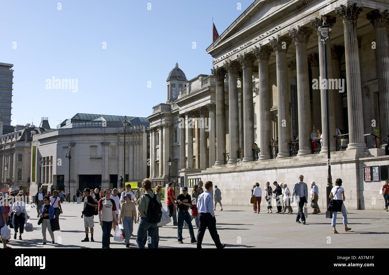 The National Gallery with pedestrian walkway area London WC2 England ...