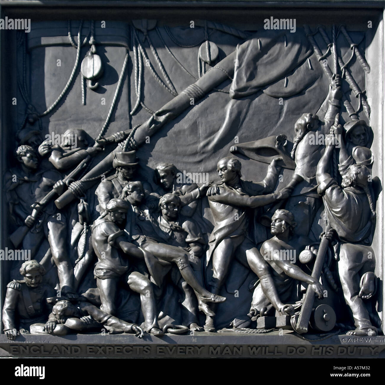 Relief sculpture of Battle of Trafalgar on Nelson s Column Trafalgar ...