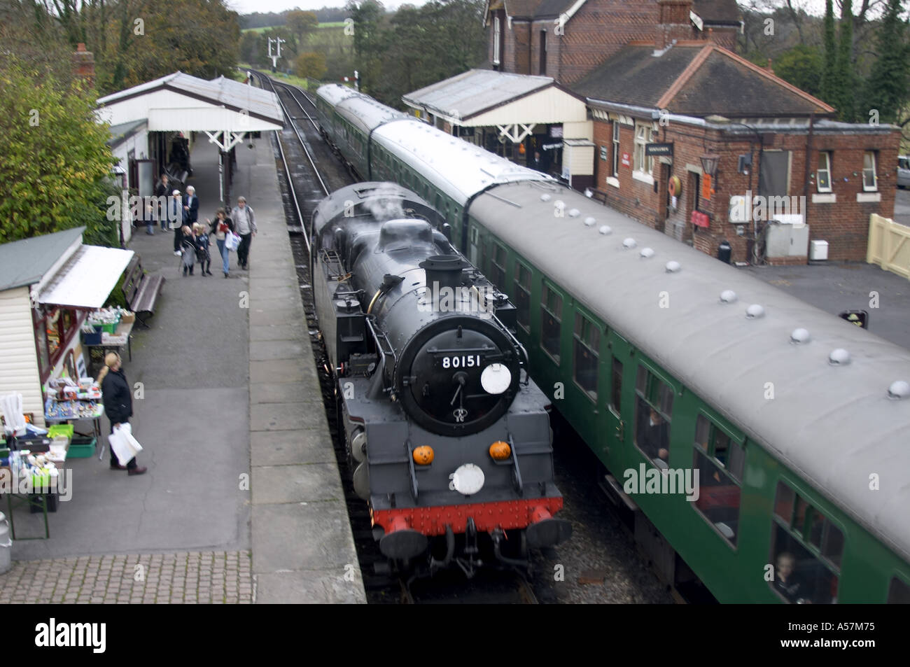 80151 steam engine on The Bluebell Railway Sussex England Stock Photo ...
