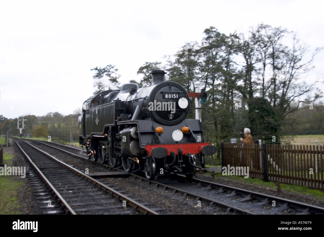 80151 steam engine on The Bluebell Railway Sussex England Stock Photo ...