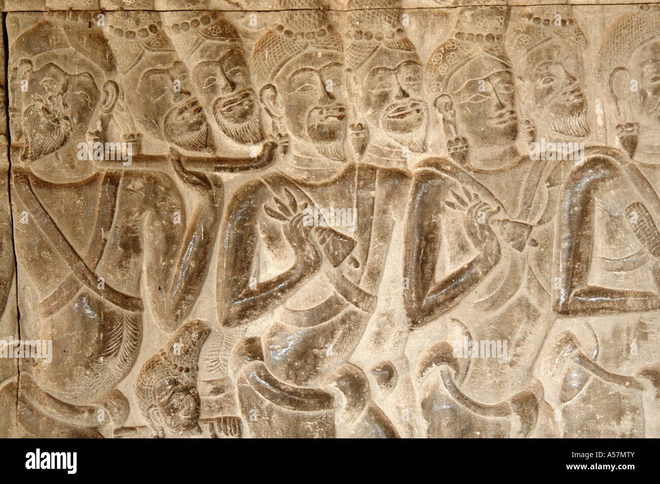 Bas Relief, Procession of the Priests, Angkor Wat, Cambodia Stock Photo ...