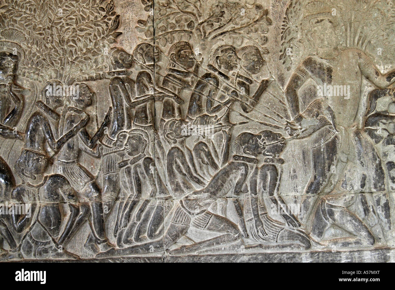 Heaven and Hell Gallery, Bas Relief, Angkor Wat Temple, Cambodia Stock ...