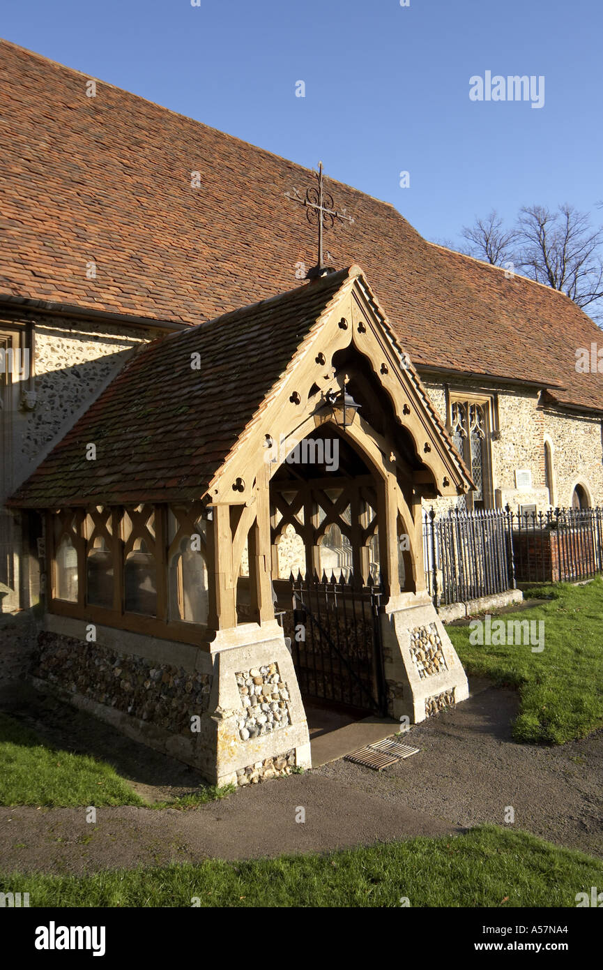 All Saints Old medieval church on a frosty winter morning in High Laver ...