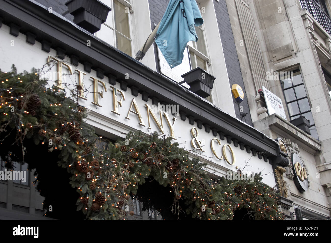 Tiffany Co shop front and logo sign Old Bond Street London W1 England ...