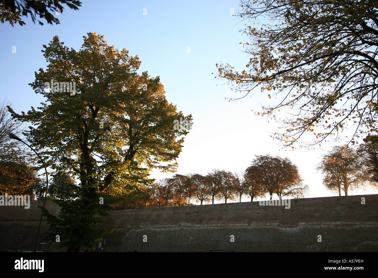 The ancient walls of Siena at down in autumn Stock Photo - Alamy